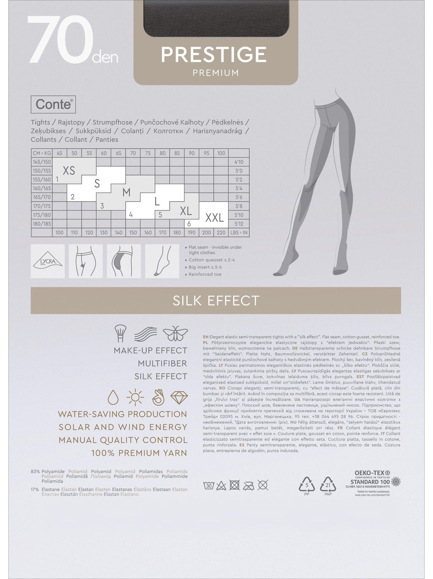 Rajstopy z efektem "delikatny jedwab" PRESTIGE 70 Lycra® - sklep Conte
